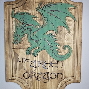 The Green Dragon Wooden Sign - Etsy