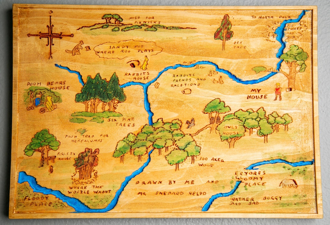 Hundred Acre Wood Carved Wooden Map - Etsy