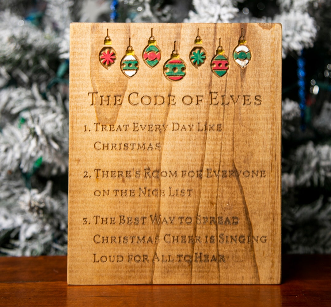The Code of Elves Carved Wooden Christmas Sign - Etsy