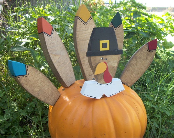 Last One Turkey Pumpkin Pokes Large Size Thanksgiving Decor Pilgrim ...