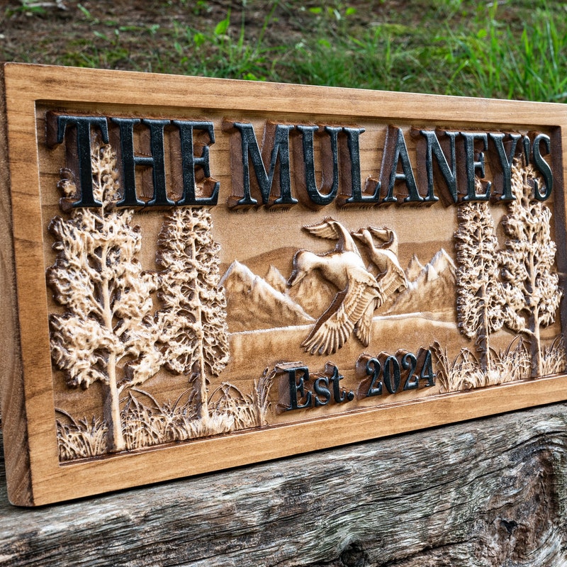 Wood Carved Sign With Dogs - Etsy