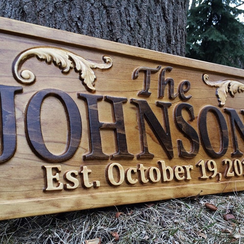 Personalized Wedding Gift Family Name Signs Carved Custom - Etsy