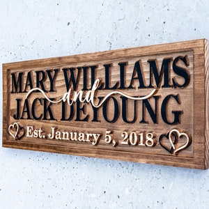 Personalized Couples Name Sign | Wedding Gift Wooden Established Sign ...