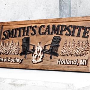 Custom Wood Campfire Sign | Family Name Campsite Sign | Last Name Sign ...