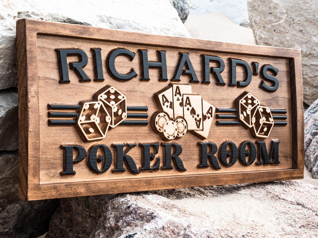 Personalized Wood Poker Room Name Sign | Custom Man Cave Decor | Gift ...