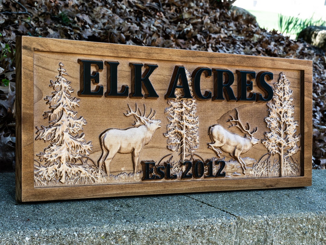 Outdoor Decor | Custom Wood Sign | Elk Deer Hunting Gifts Cabin Decor ...