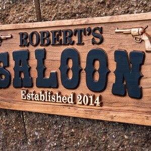 Personalized Saloon Bar Sign for Home Bar Man Cave Decor Rustic Western ...