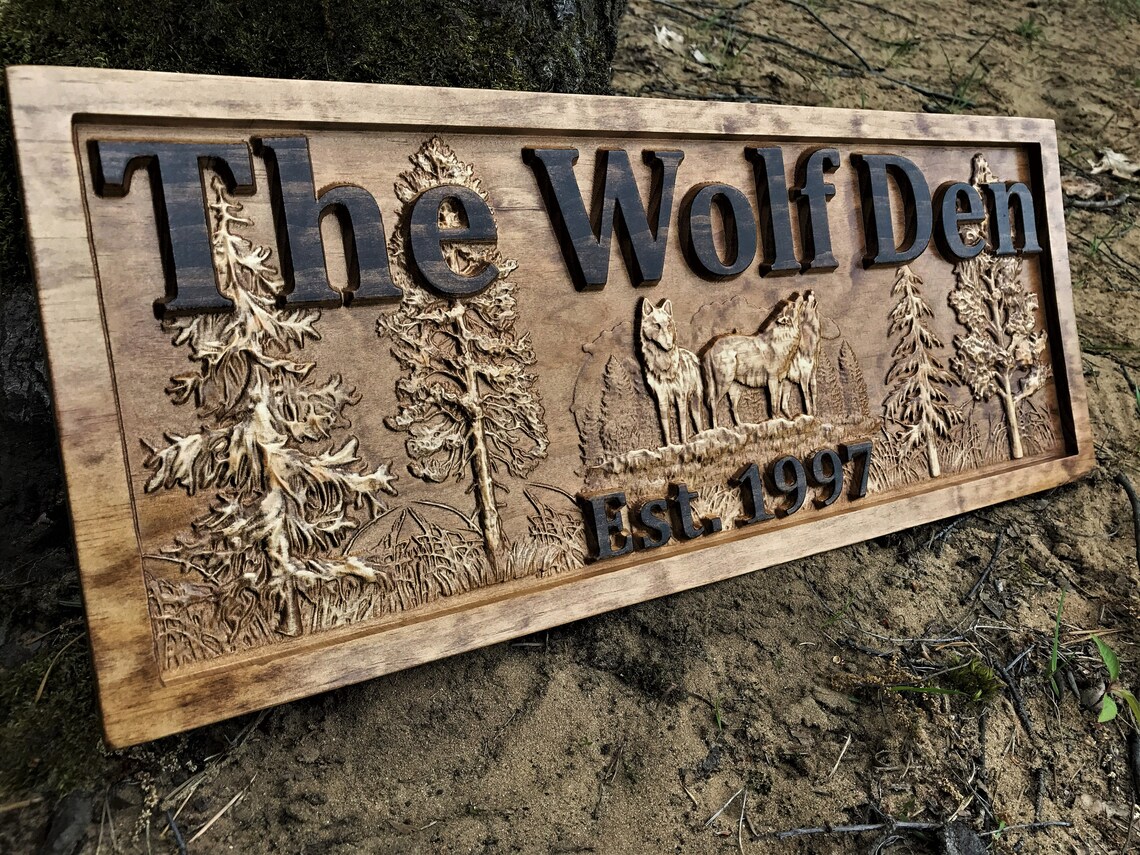 Custom Wolf Gift Wolf Wall Art Personalized Wood Wolves - Etsy
