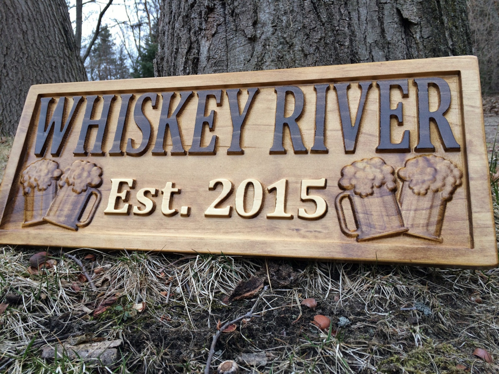 Personalized Bar Sign for Home Bar Decor Man Cave Decor Carved Wood ...