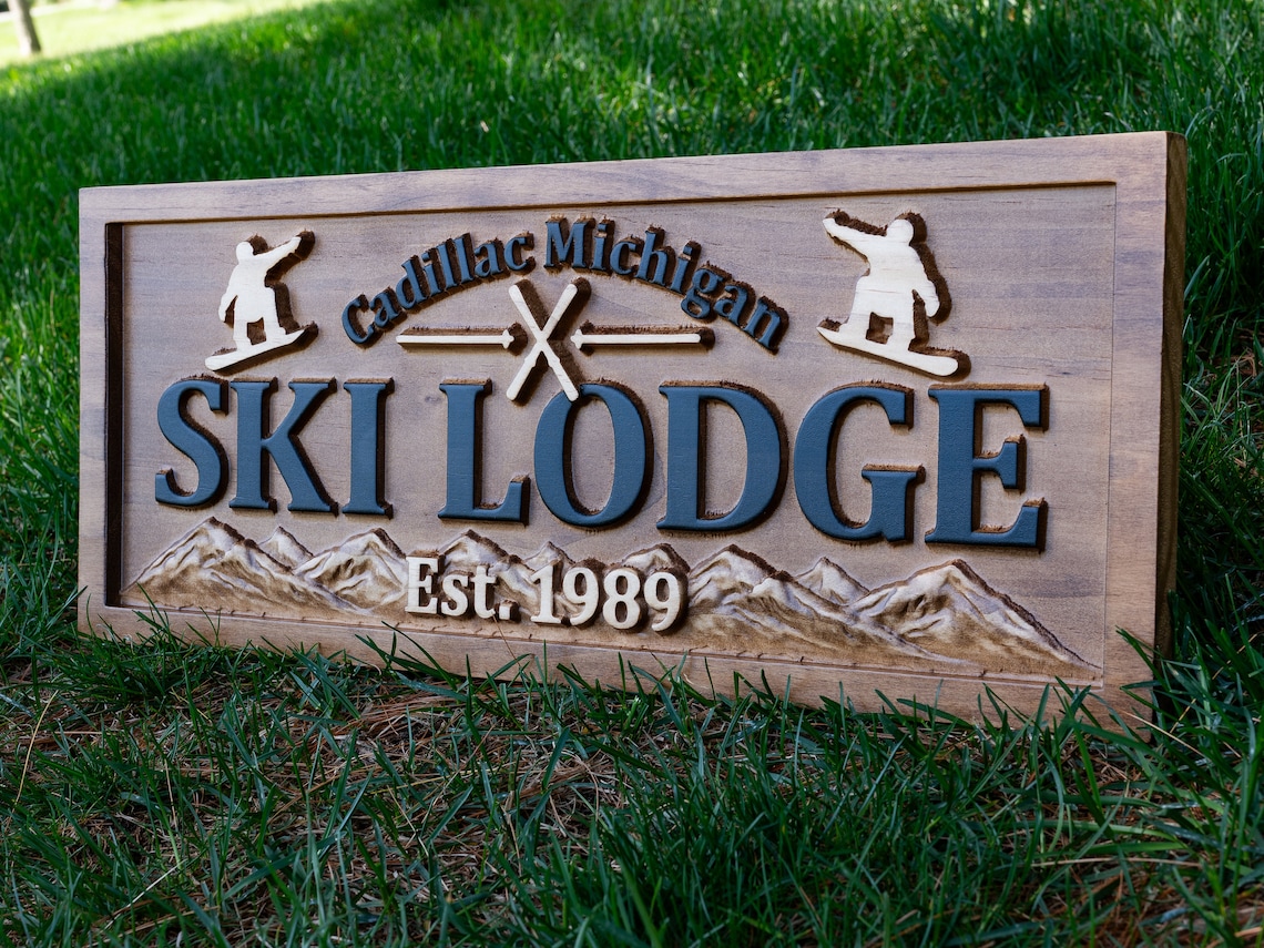 Personalized 3D Wood Snow Skiing Sign, Custom Wood Sign Snow Skier ...