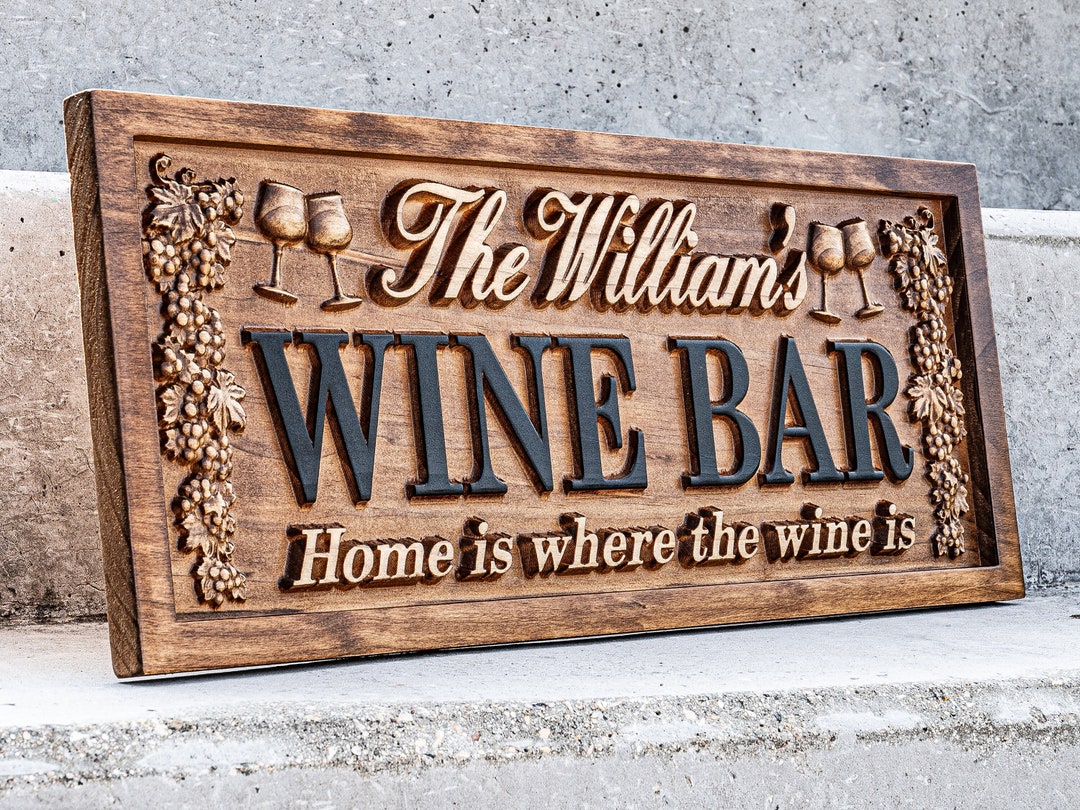 Custom Wine Bar Sign | Home Kitchen Decor | Personalized Wine Bar Sign ...
