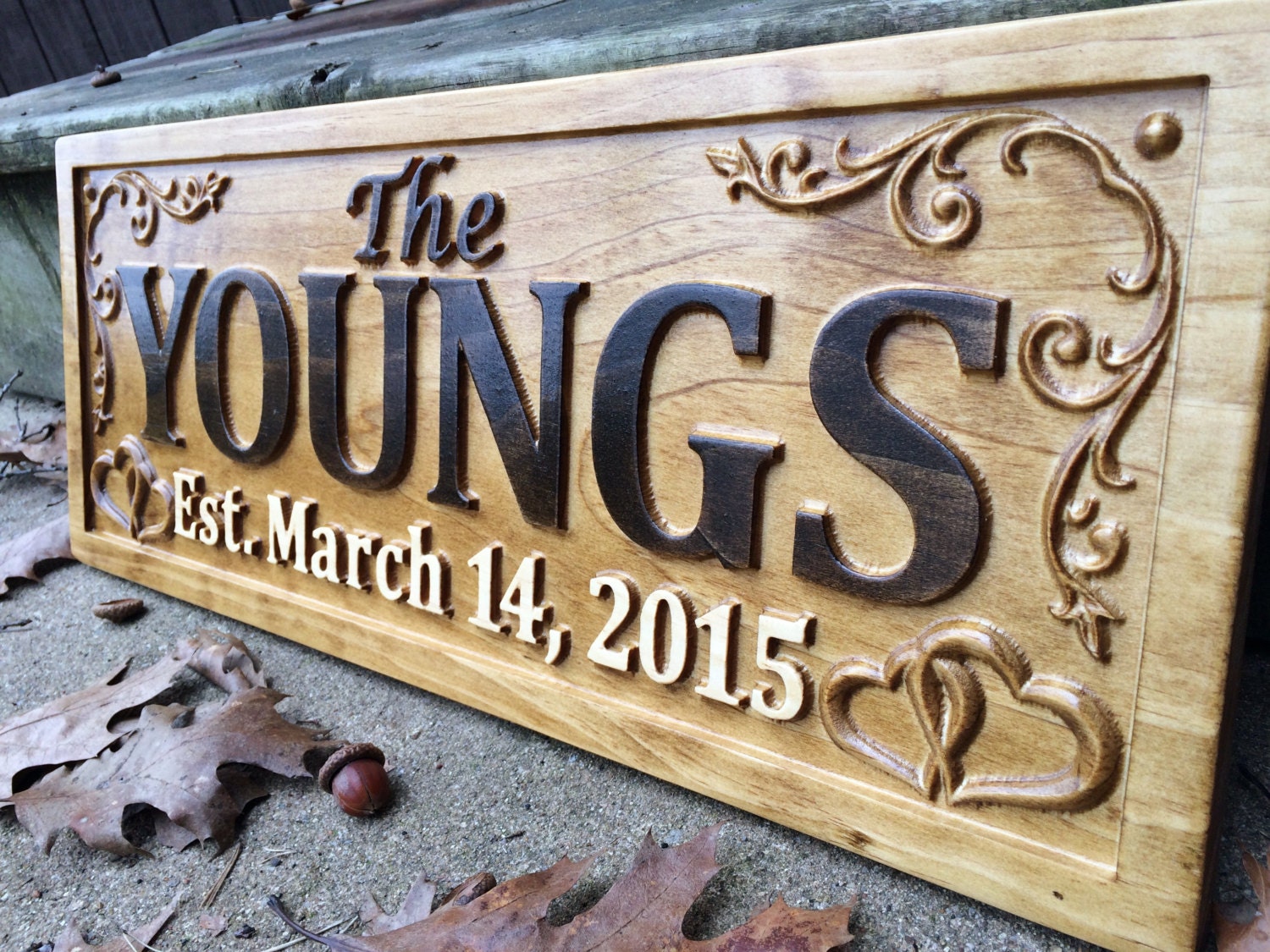 Personalized Family Name Sign Wedding Gift Custom Carved Etsy