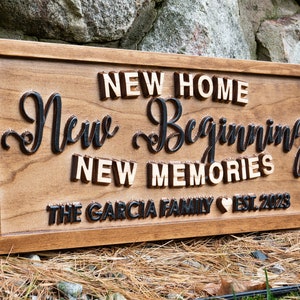 Personalized New Home New Beginning New Memories Sign | New Home Wood Sign | Realtor Gift ...
