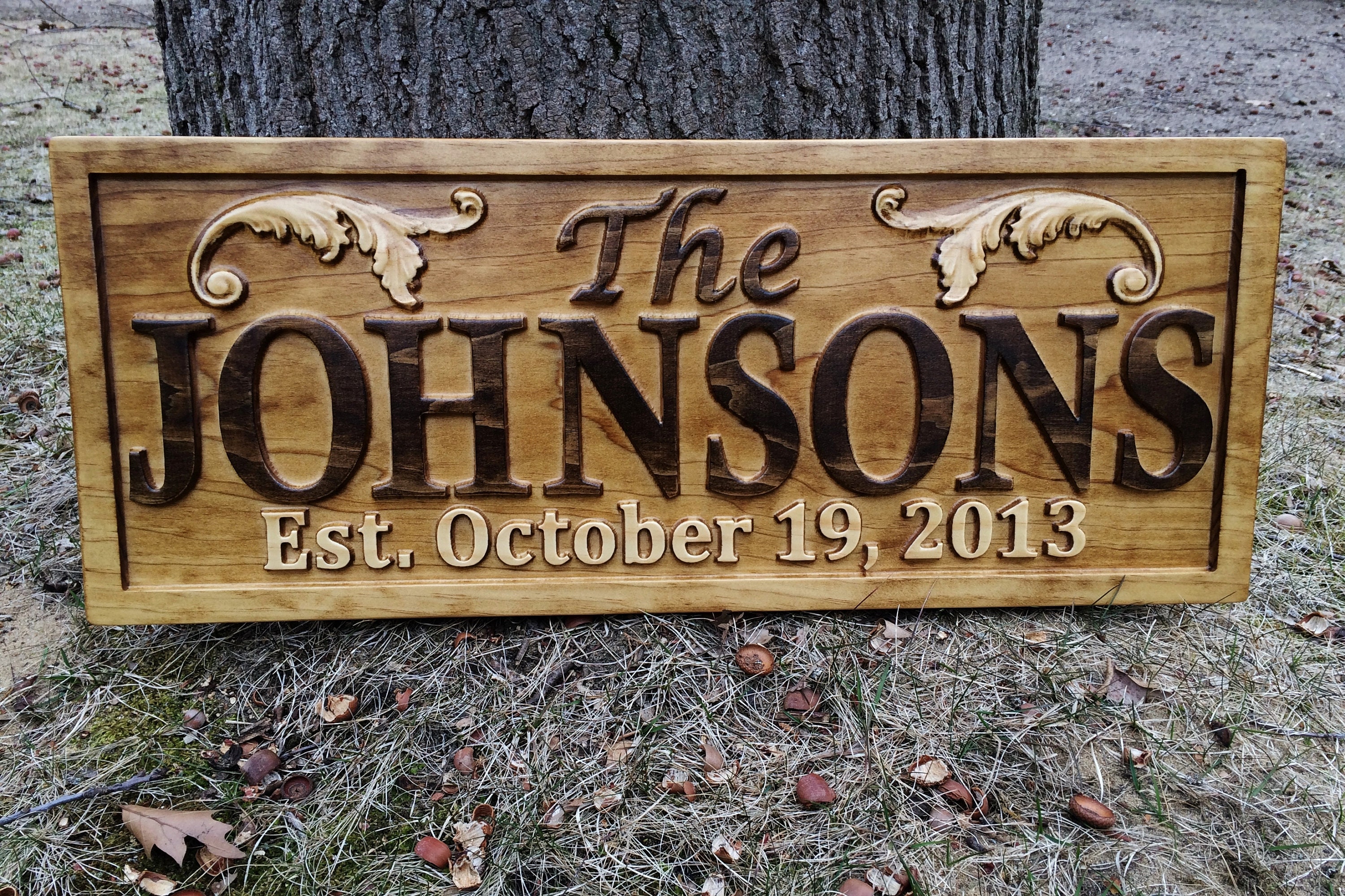 Personalized Wedding Gift Family Name Signs Carved Custom Wooden Sign ...