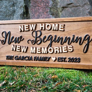 Personalized New Home New Beginning New Memories Sign | New Home Wood Sign | Realtor Gift ...
