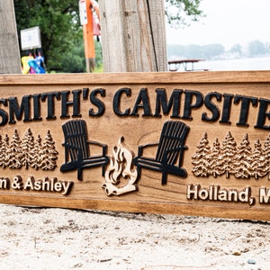 Custom Wood Campfire Sign | Family Name Campsite Sign | Last Name Sign ...