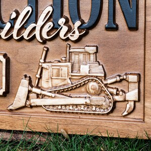 Custom Construction Worker Heavy Equipment Sign Established Wood Sign ...