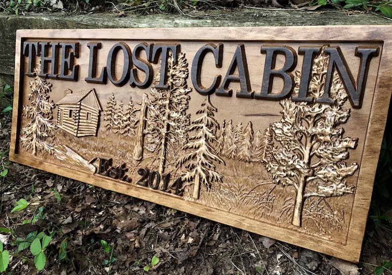 Custom Cabin Decor Rustic Cabin Sign Personalized Lake House Decor Wood ...