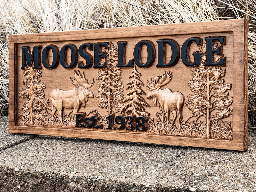 Personalized Wooden Moose Name Sign, Moose Wall Art Gifts, Moose Hunter ...