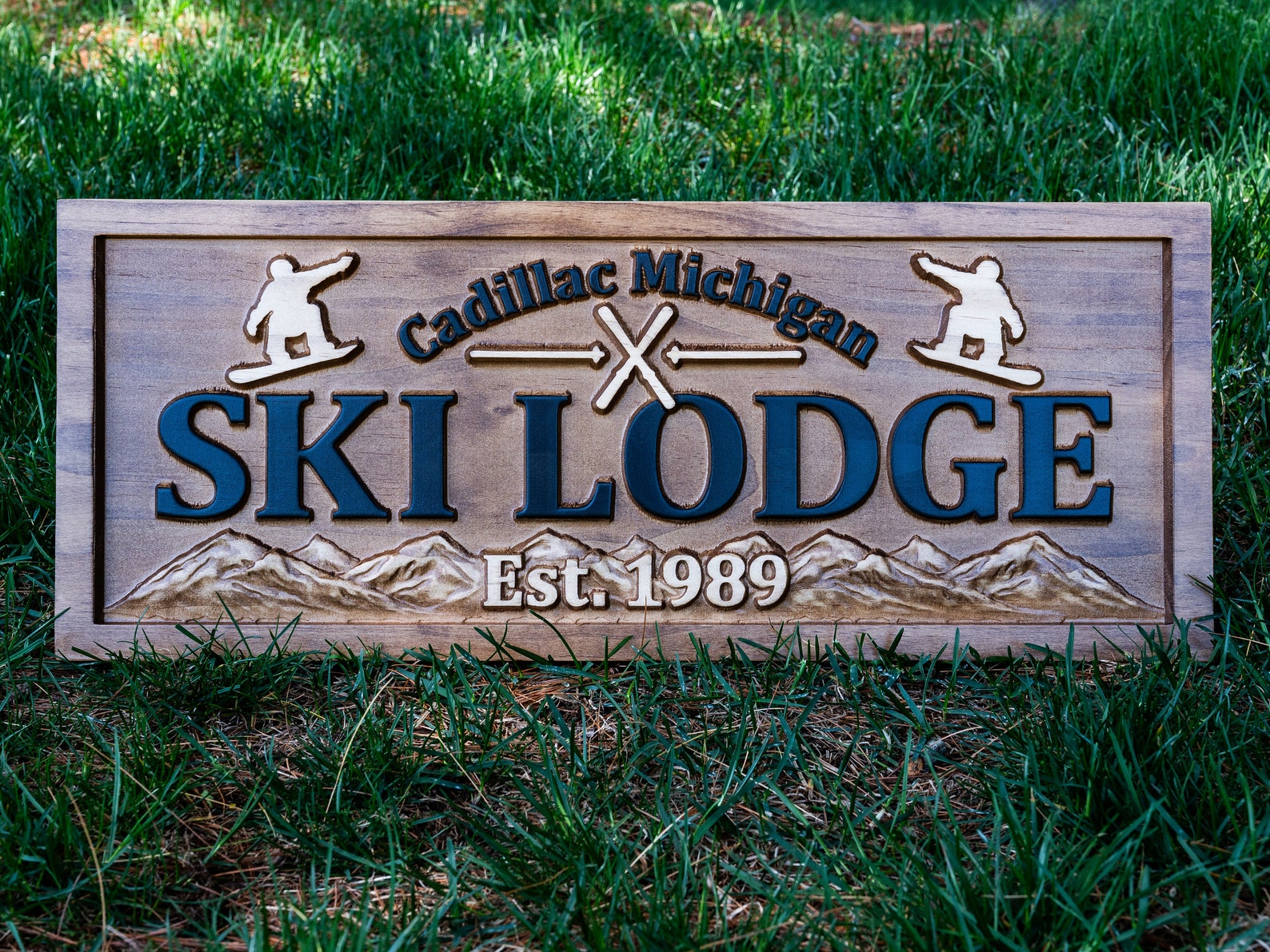 Personalized 3D Wood Snow Skiing Sign, Custom Wood Sign Snow Skier ...