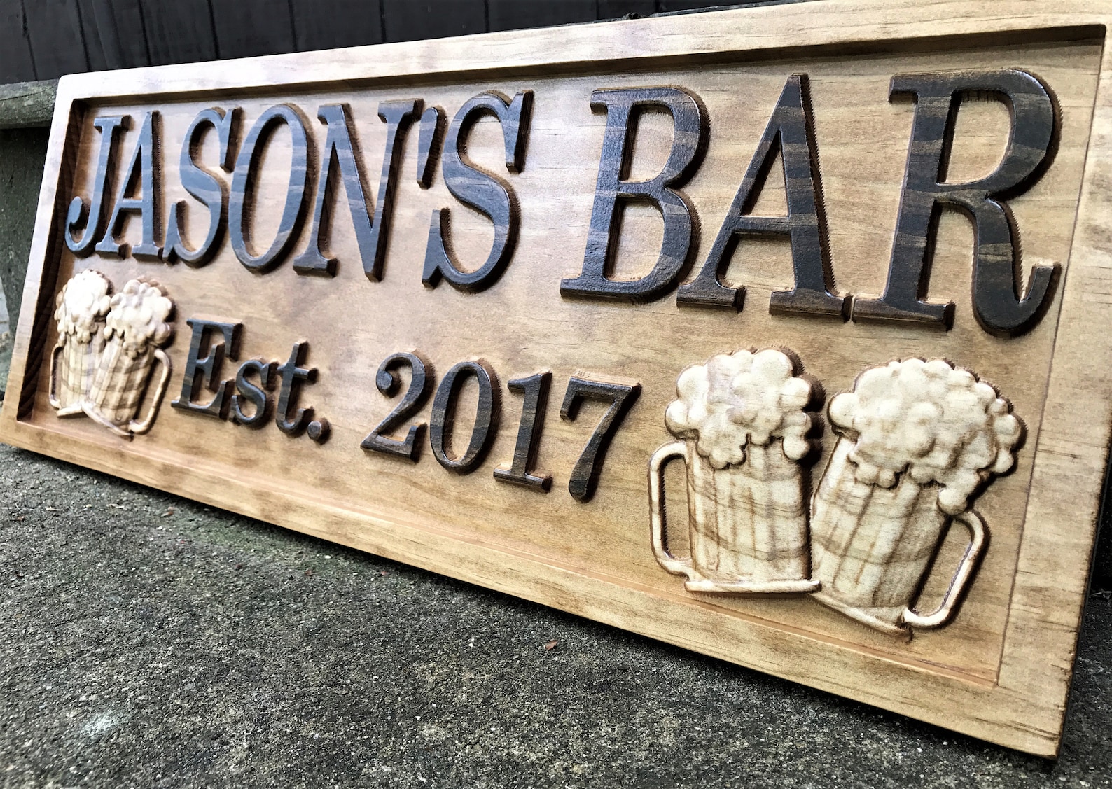 Personalized Bar Sign for Home Bar Decor Man Cave Decor Carved Wood ...