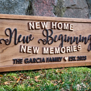 Personalized New Home New Beginning New Memories Sign | New Home Wood ...