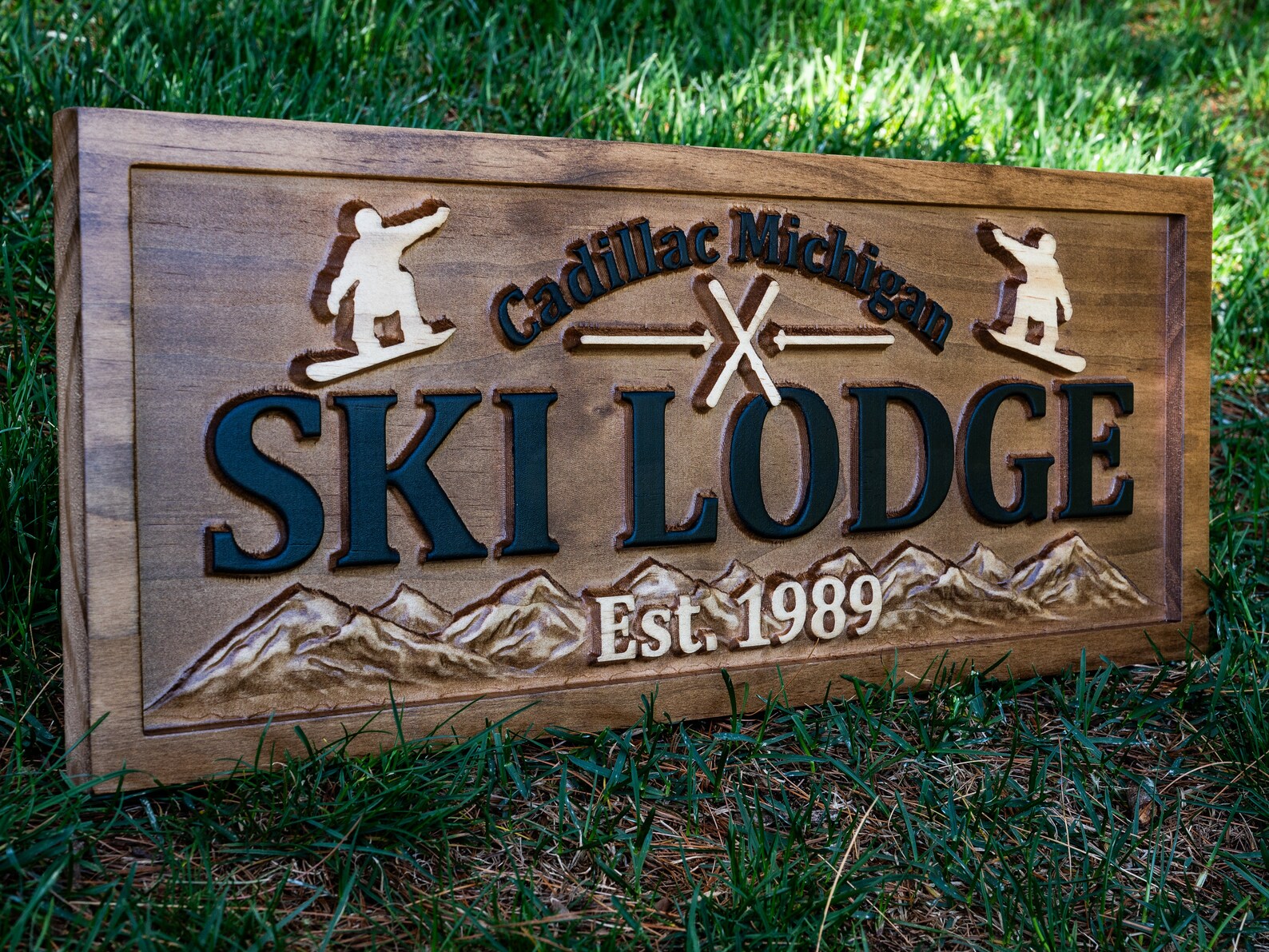 Personalized 3D Wood Snow Skiing Sign, Custom Wood Sign Snow Skier ...