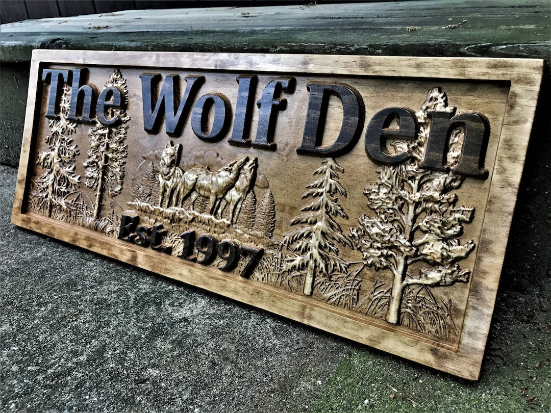 Custom Wolf Gift | Wolf Wall Art | Personalized Wood Wolves Sign ...