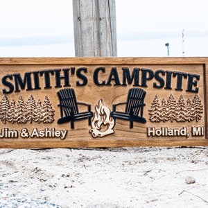 Custom Wood Campfire Sign | Family Name Campsite Sign | Last Name Sign ...
