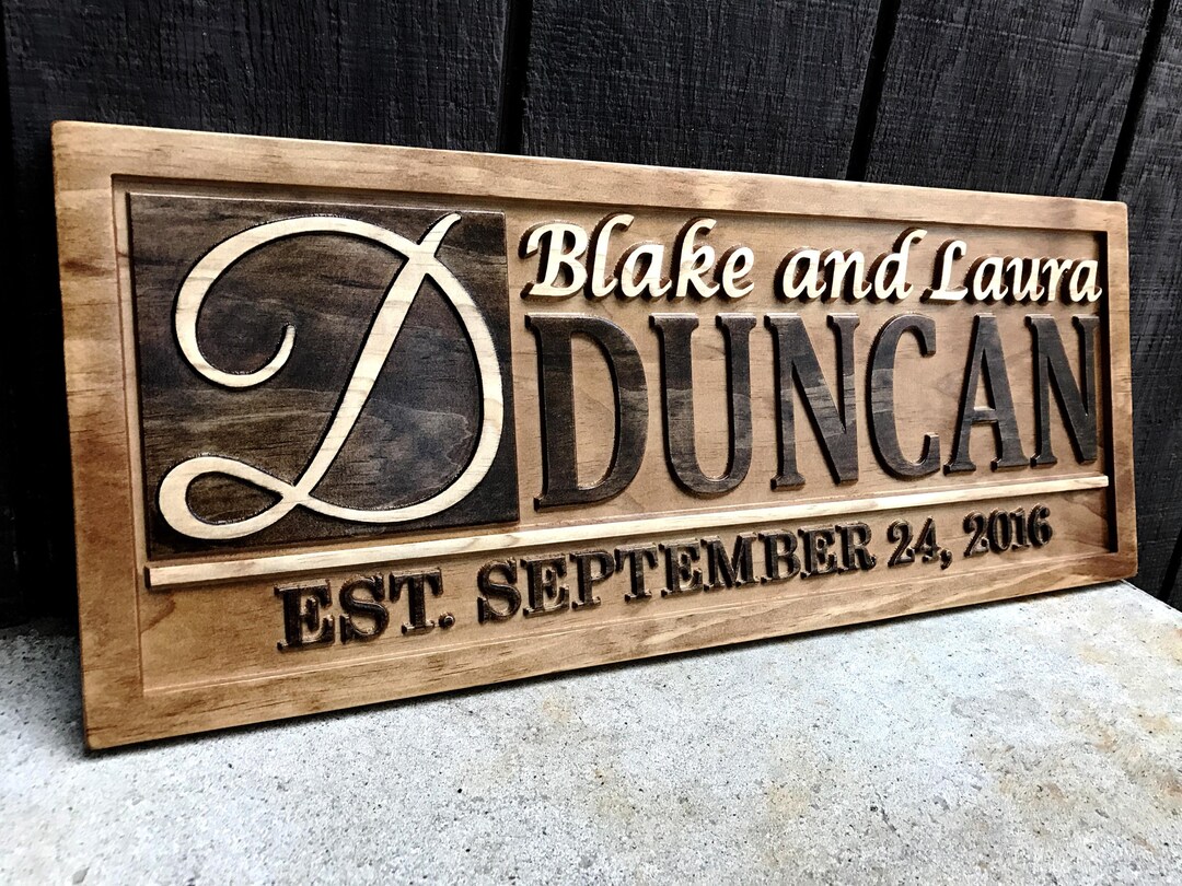 Personalized Established Family Name Wood Sign | Custom 3D Wooden Wall ...