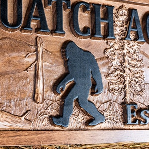 Personalized Sasquatch Wood Sign, Custom Carved Cabin Gift Man Cave ...