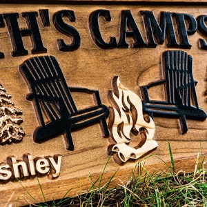 Custom Wood Campfire Sign | Family Name Campsite Sign | Last Name Sign ...