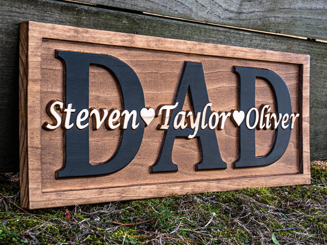 Personalized 3D Wood Carved Name Sign for Dad | Custom Father's Day ...