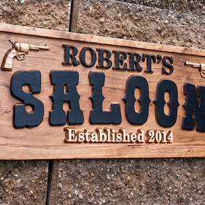 Personalized Saloon Bar Sign for Home Bar Man Cave Decor Rustic Western ...