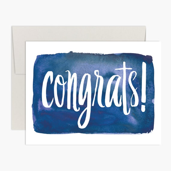 Congrats Navy Inky Congratulations Card by Palmer Street - Etsy