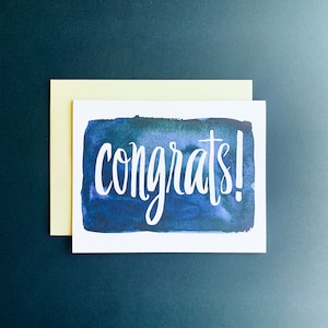 Congrats! Navy Inky Congratulations Card - by Palmer Street Press - Etsy