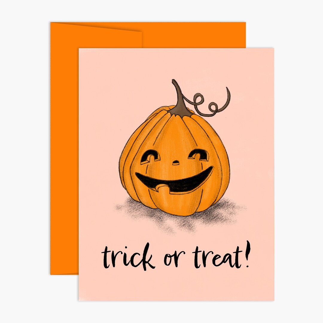 Trick-or-treat, Pumpkin! Halloween Card - Etsy