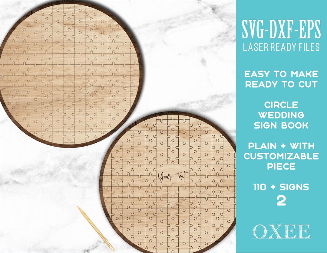 Circle Puzzle Wedding Sign Book Cut File, Laser Cut Puzzle Guest Book ...