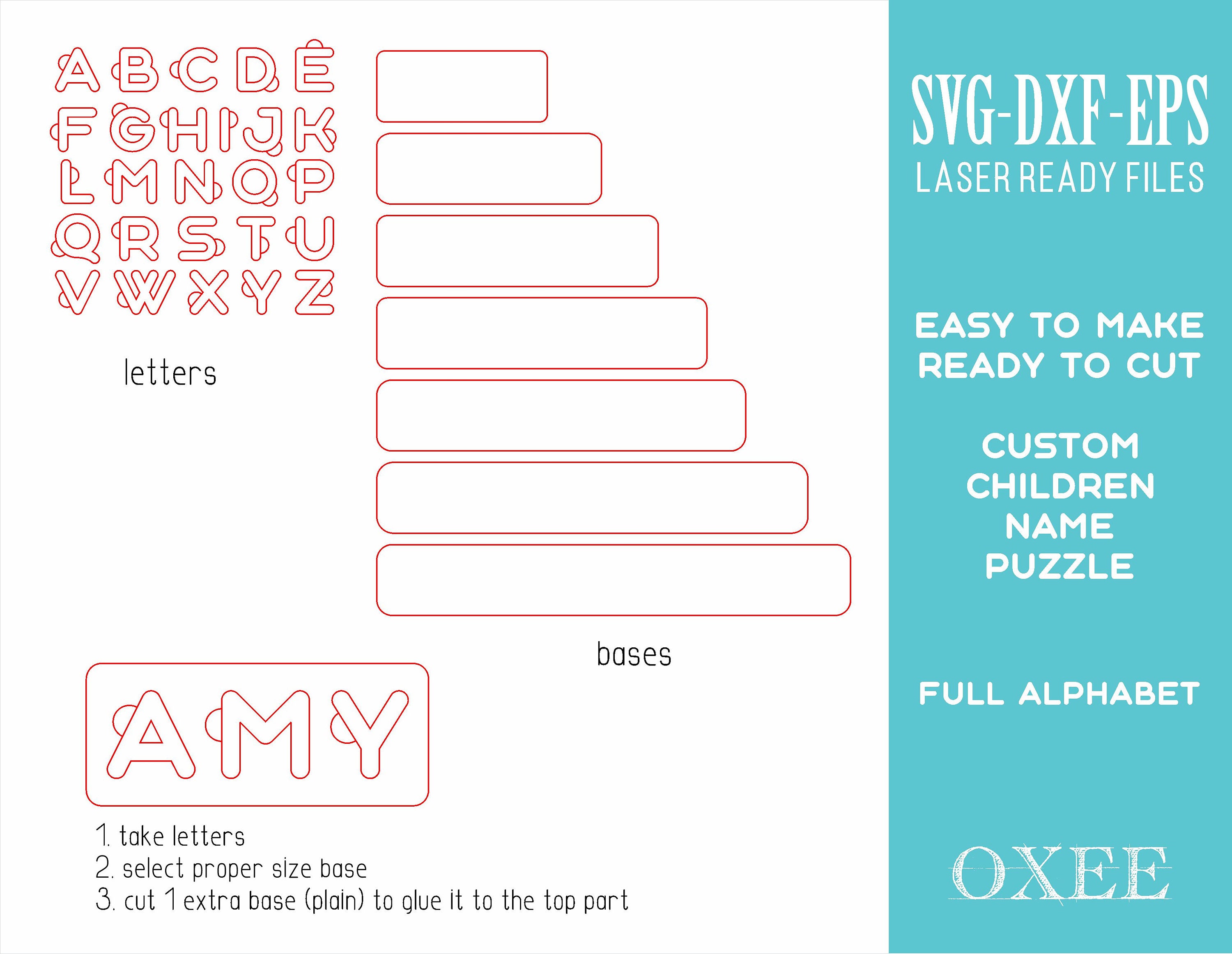 Custom Kids Name Puzzle, Laser Cut File (SVG DXF EPS) - Etsy