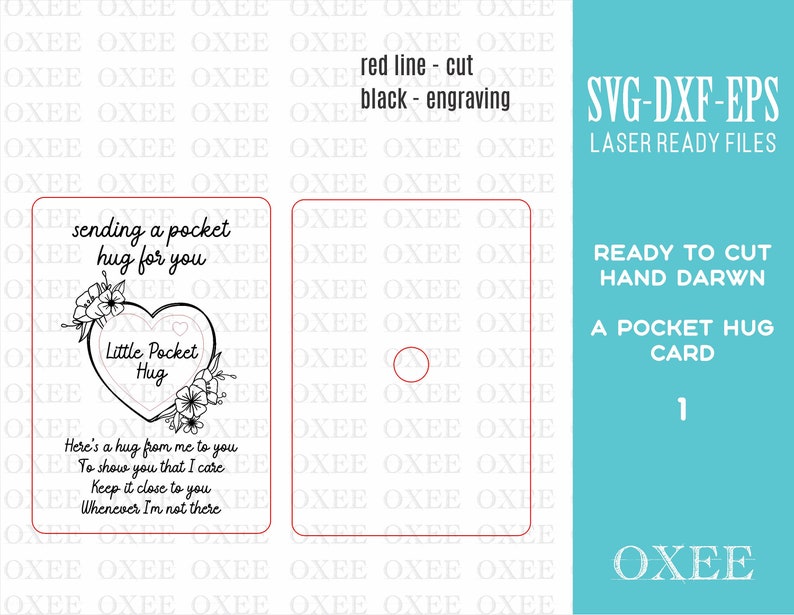 Pocket Hug SVG, Wooden Valentine's Day Card Laser Cut File (digital ...