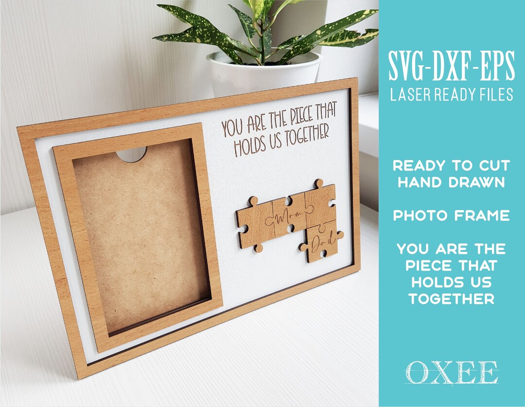 Puzzle Piece Photo Frame Laser Cut File, Mom, Dad, SVG - Etsy