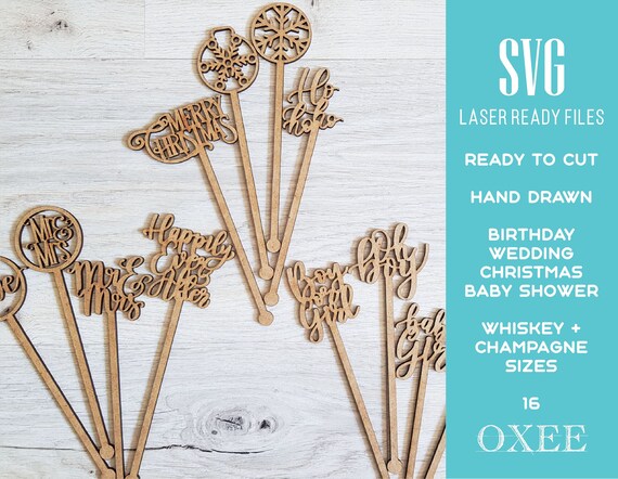 Swizzle Sticks SVG Bundle by Oxee Champagne Christmas Drink | Etsy