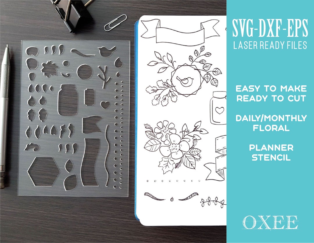 Monthly Daily Planner Stencils Cut File, Laser Cut Album Stencils by ...