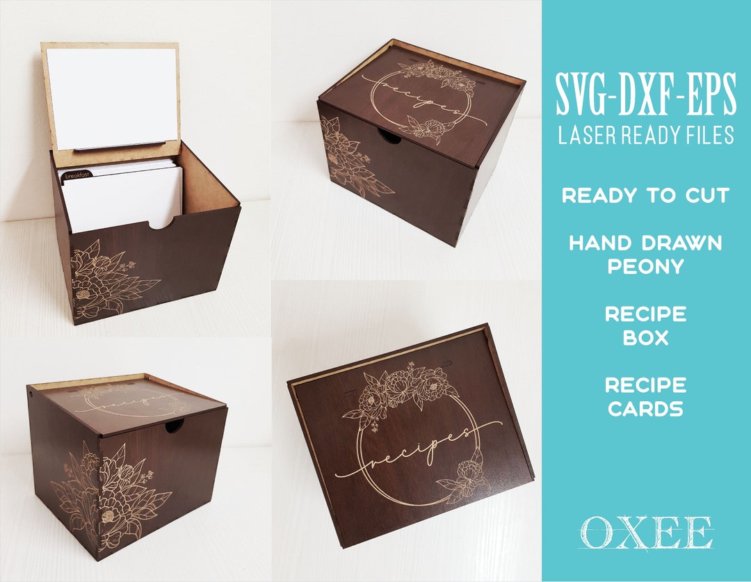 Floral Recipe Box SVG, Laser Cut File, Mom Gift - Etsy