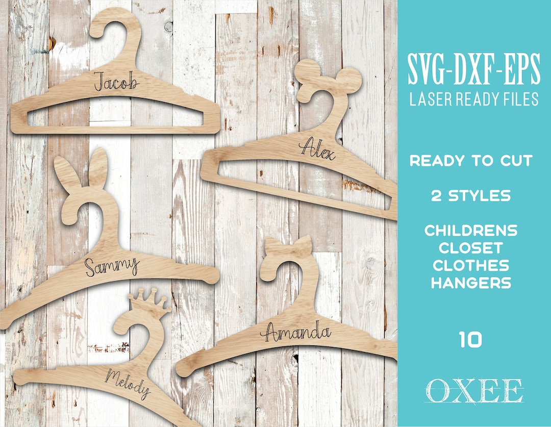 Kids Clothes Closet Hangers SVG Bundle by Oxee, Wooden Baby Closet ...