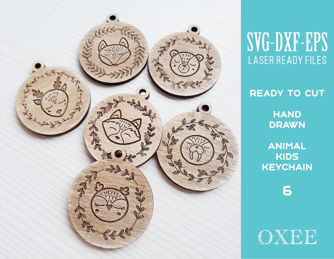 Hand Drawn Animal Keychain SVG Bundle by Oxee Kids Keychain - Etsy