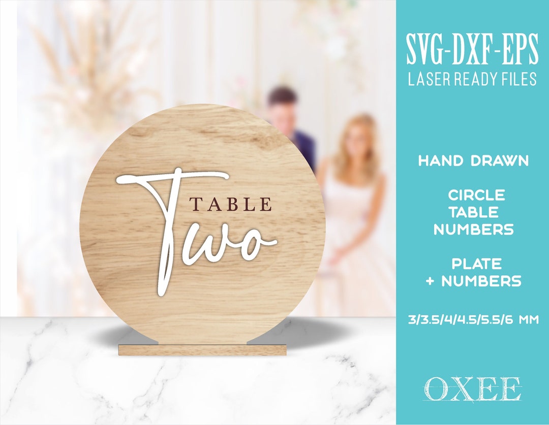 Circle Table Numbers Cut File by Oxee, Wooden Wedding Table Numbers ...