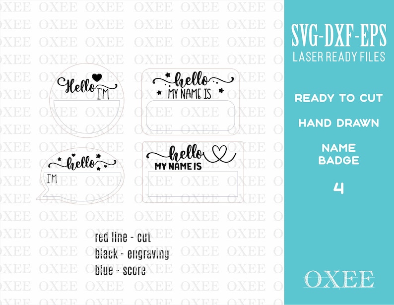 Wooden Name Badge Cut File SVG, Laser Cut, Glowforge Ready (4 Designs ...