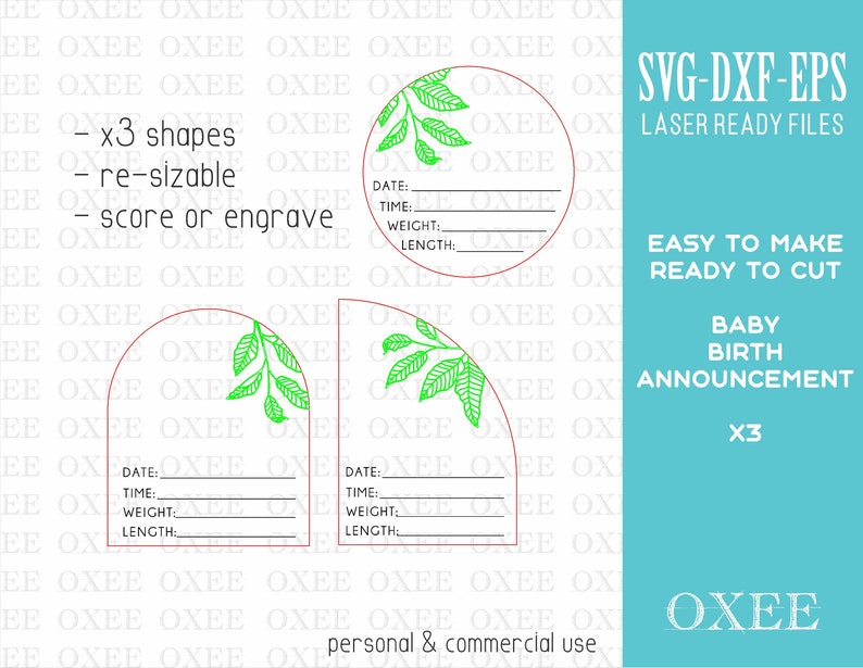 Arched Baby Birth Announcement SVG, Laser Cut File - Etsy Canada