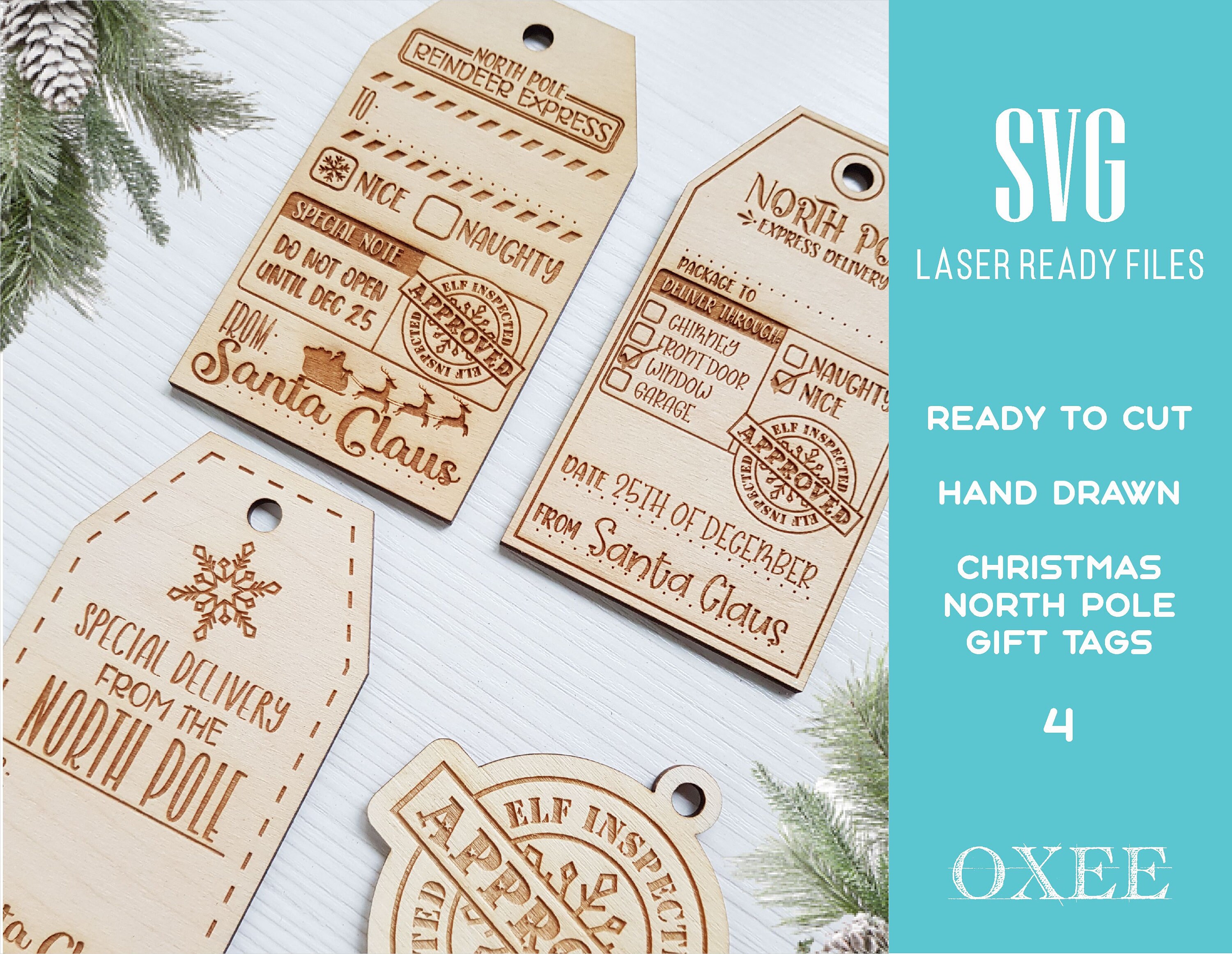 North Pole Christmas Gift Tag SVG Bundle by Oxee Funny - Etsy